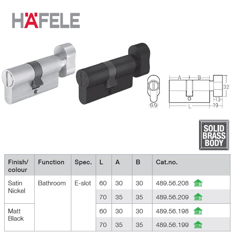 HAFELE PROFILE CYLINDEr LOCKSET [BATHROOM] | Shopee Malaysia