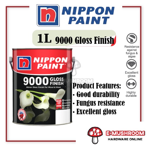 Nippon Paint 9000 Gloss Finish 1L White Wood And Metal White Oil Based ...