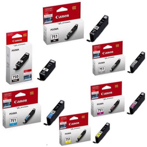 Canon PGI 750 755 CLI 751 XL XXL ink (Genuine) Black Cyan Magenta ...