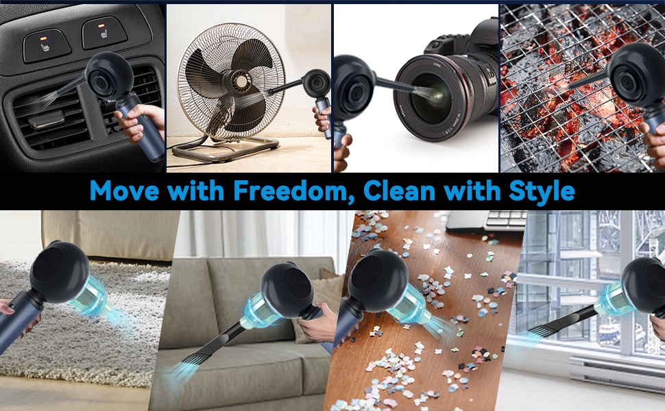 4-in-1 Wireless Air Duster Vacuum Cleaner Cordless Compressed Air ...