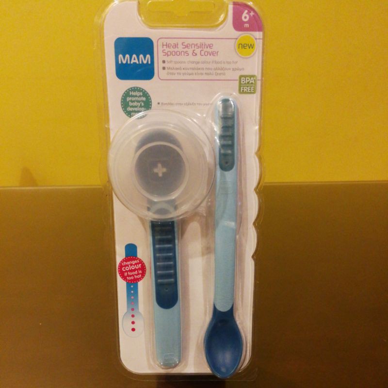 MAM Heat Sensitive Spoons & Cover (blue) | Shopee Malaysia