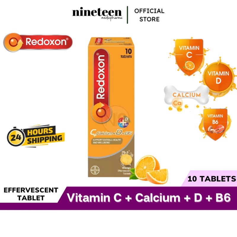 Redoxon Vitamin C 1000mg + Calcium + Vit D + Vit B6 (Effervescent ...
