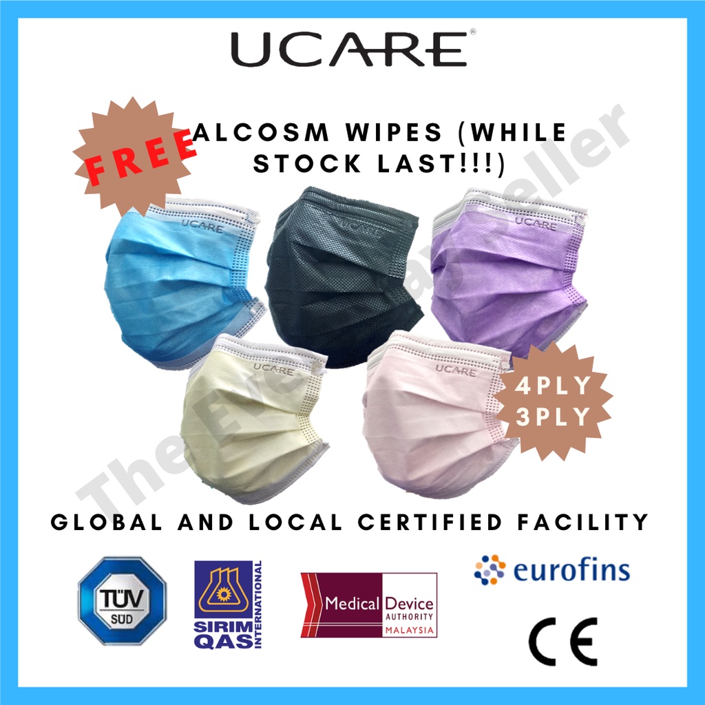 UCARE 4 Ply Premium Surgical Adult Face Mask (50 Pcs/No Box) 4 Lapisan ...