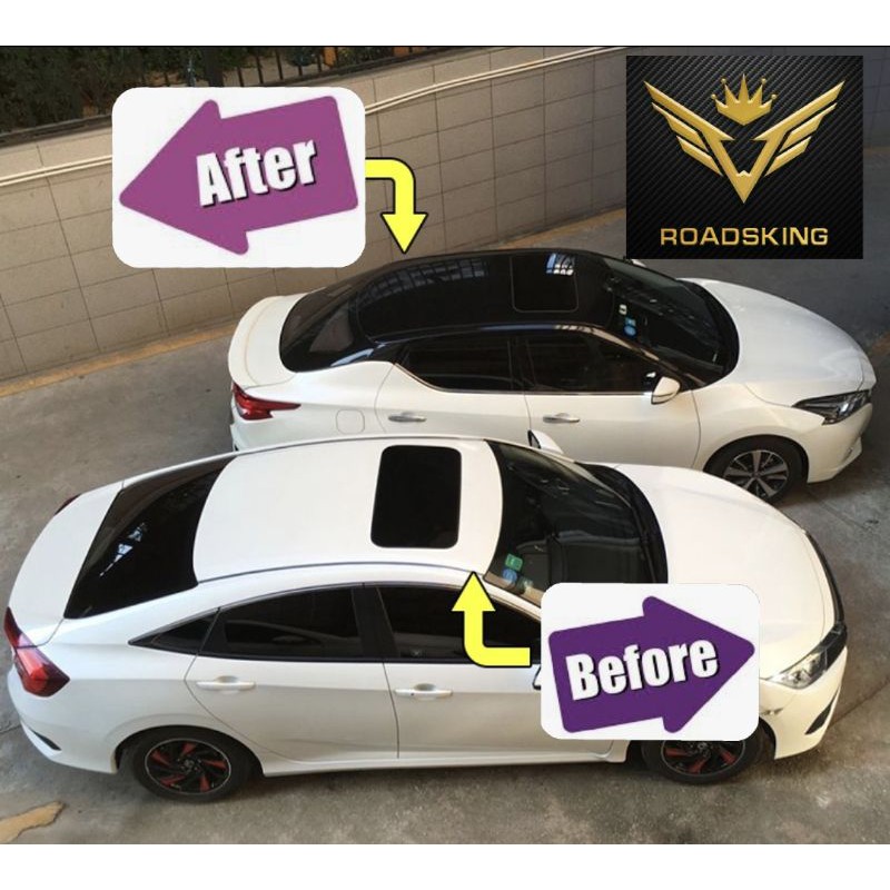 Car Imitation Fake Sunroof Sticker Black Glossy Wrap Roof Vinyl Film ...