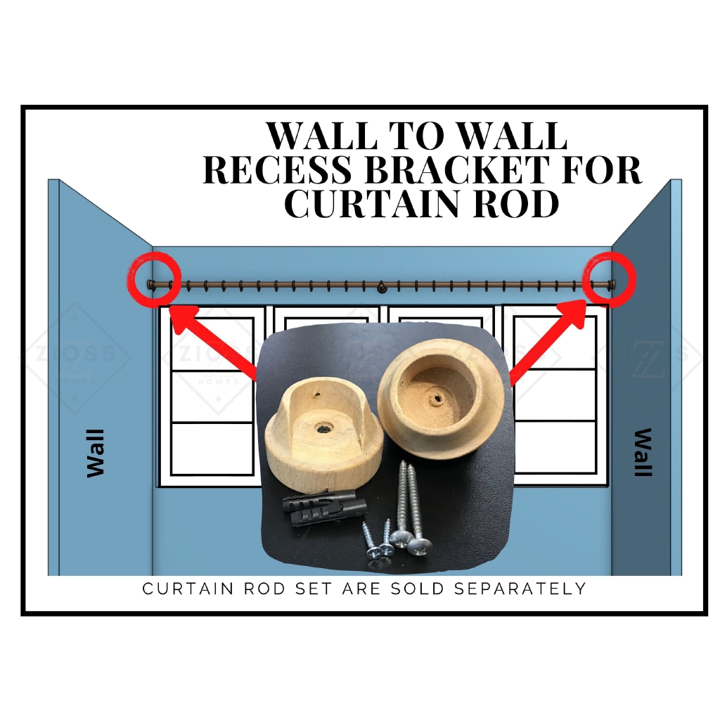 Wooden Curtain Recess Bracket | Bracket Kayu Langsir | 28mm Diameter (1 ...