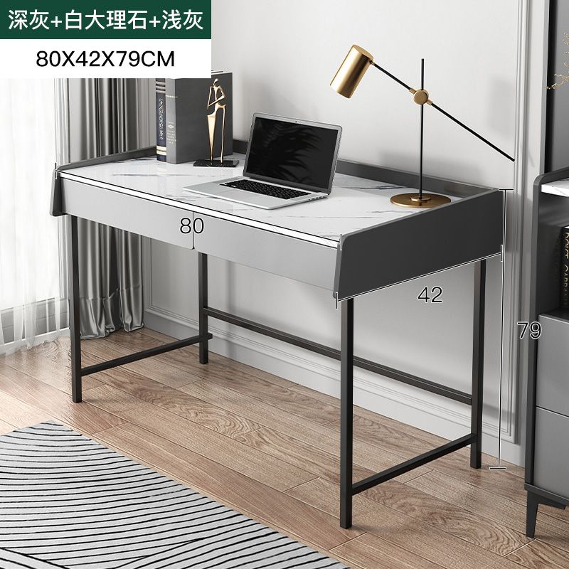 80cm / 100cm / 120cm Dark Grey / Marble White Working Table with Drawer ...