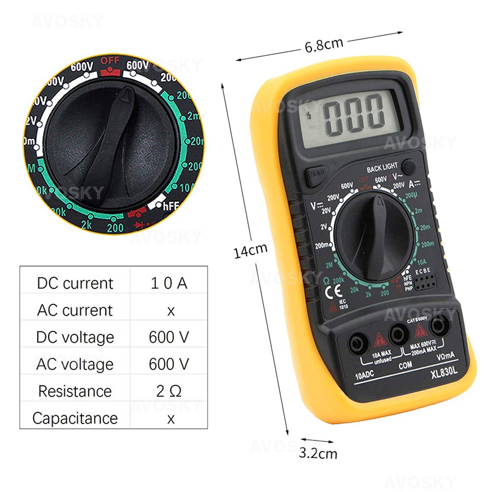 New&¤ avosky new digital multimeter lcd volt meter ammeter voltmeter ...