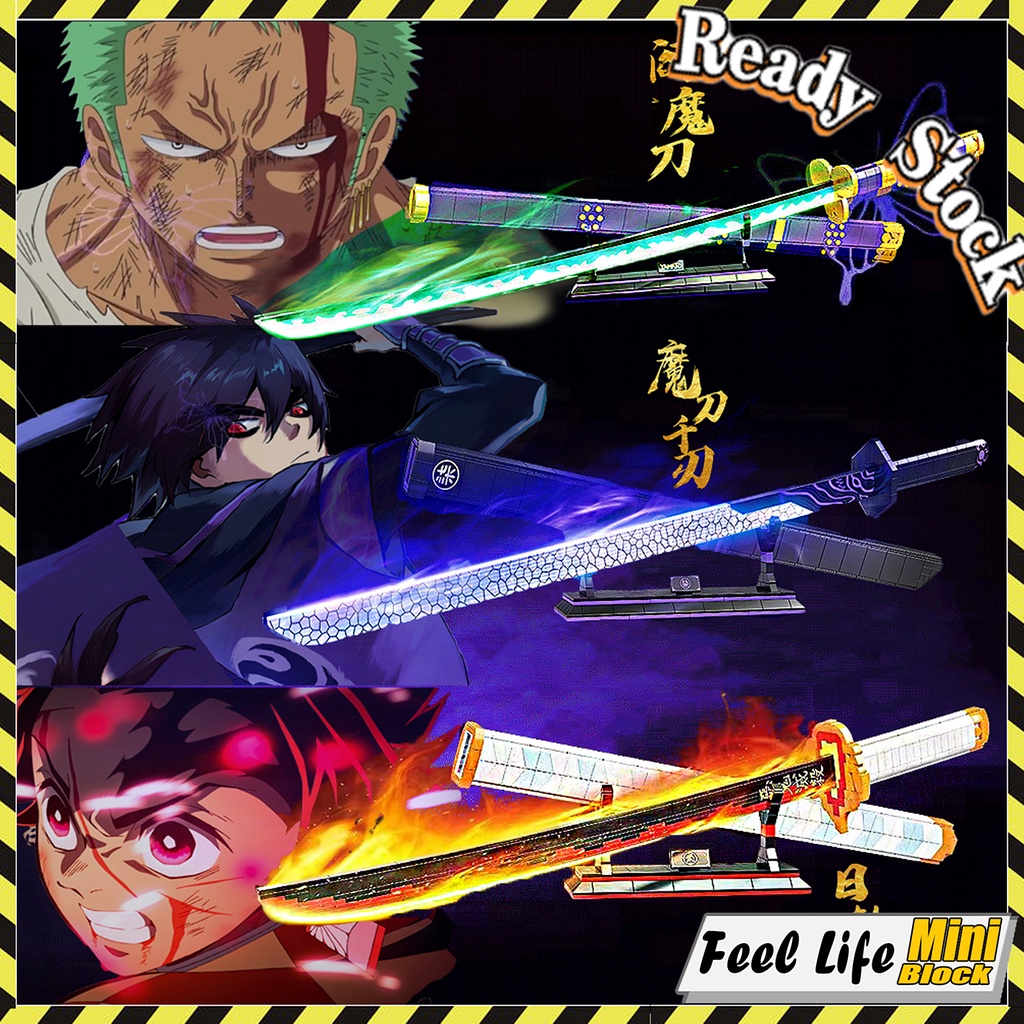 Zoro Sword Building Blocks Demon Slayer Sword Demon Creative Sword ...