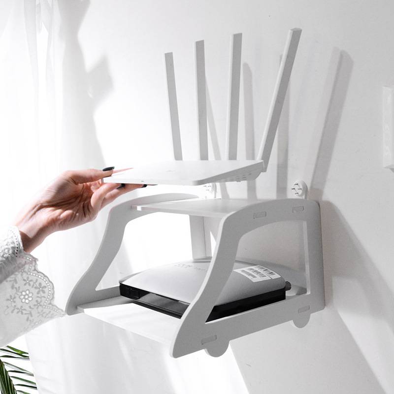 Wifi Router Modem Storage Rack Shelves 2 Layers Wall-mounted DVD Astro ...