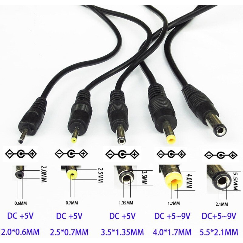 USB to DC Power Cable Jack USB DC 2.0*0.6mm 2.5*0.7mm 3.5*1.35mm 4.0*1 ...