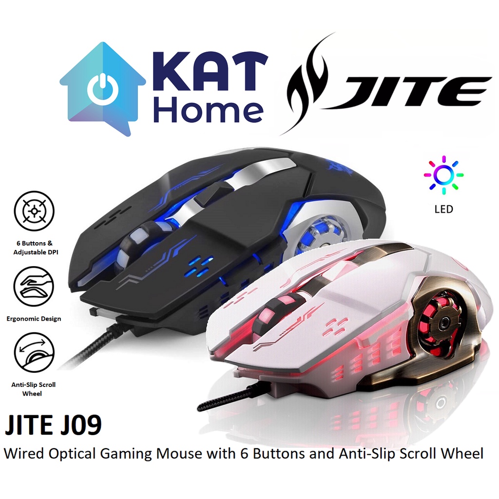 JITE JT-09 WIRED USB 6 BUTTONS GAMING MOUSE WITH ADJUSTABLE DPI ...