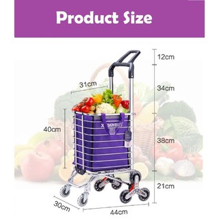 KT WARE 8 wheel aluminium climb trolley shopping cart pasar troli ...