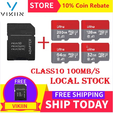 🔥🔥100mb/s ultra a1 class 10 micro sd memory card 64gb/128gb/256gb micro ...