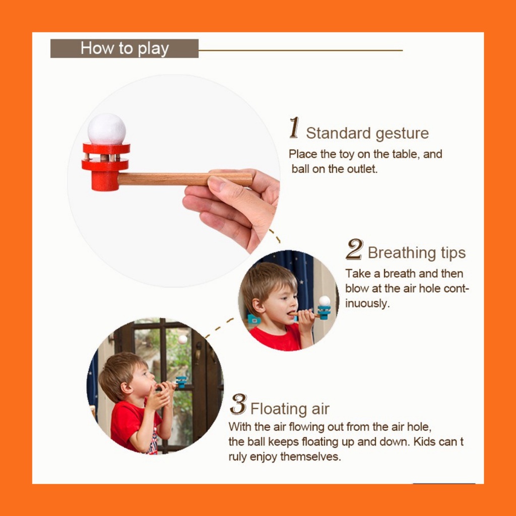 Montessori Wooden Floating Ball Blower Toy for Oral Motor Speech ...