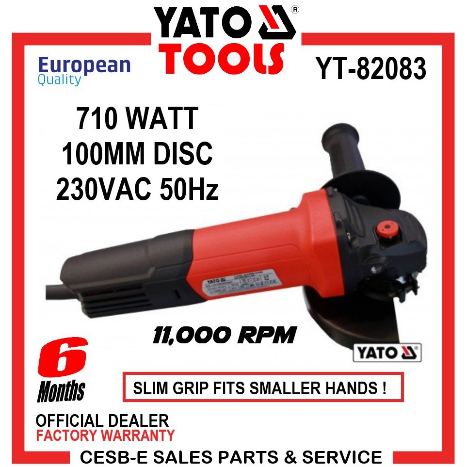 YATO YT-82083 710W ANGLE GRINDER - SLIM FIT GRIP - 100MM | Shopee Malaysia