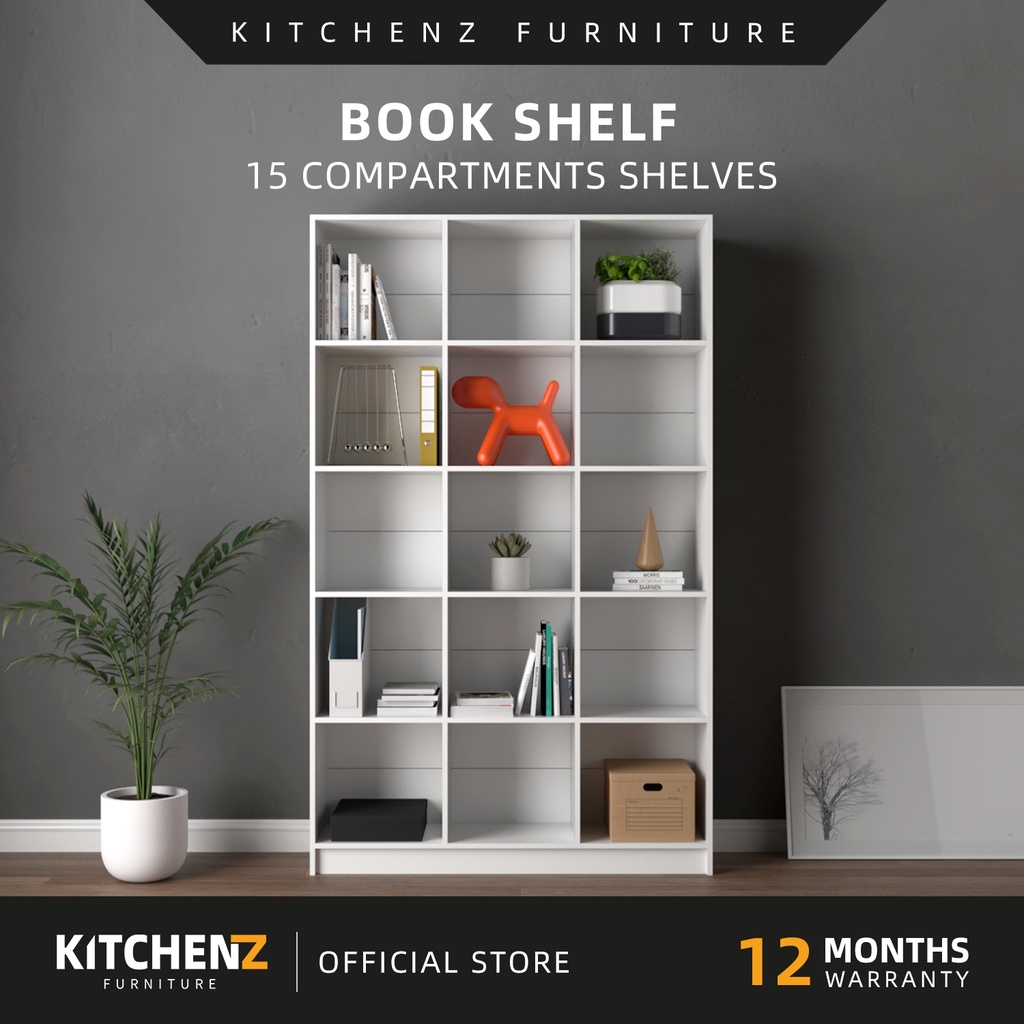 KitchenZ Sabah Book Shelf Book Rack Buku Rak Divider Cabinet with 15 ...