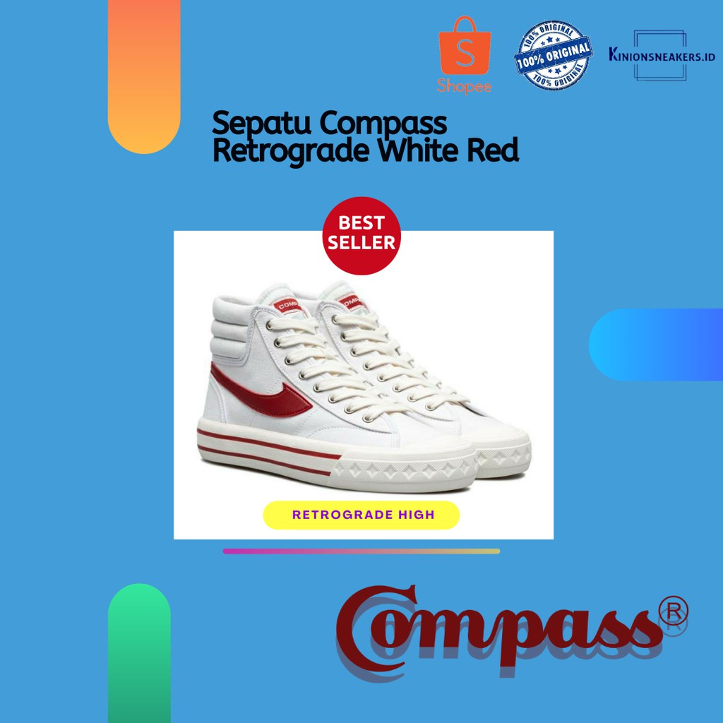 (Original) Hi White Red Compass Retro Grade Shoes | Shopee Malaysia