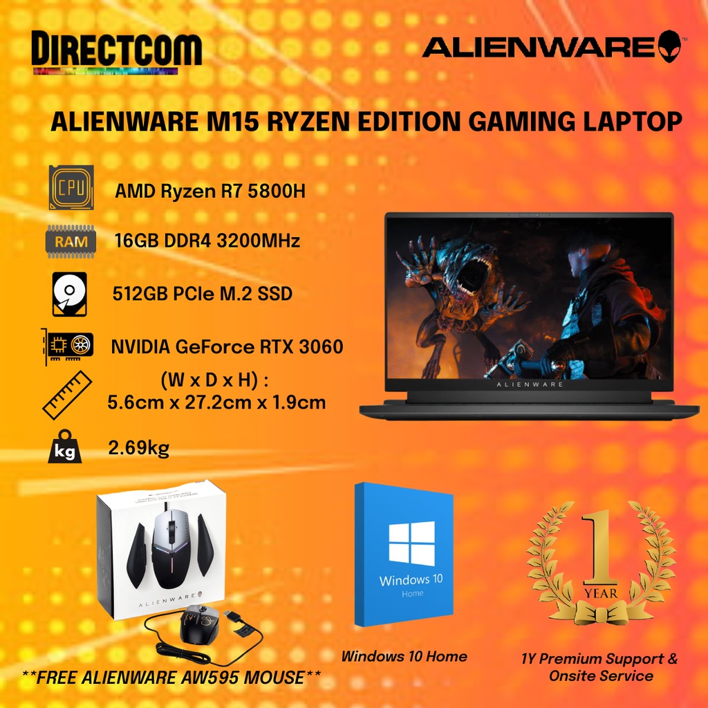 DELL ALIENWARE M15 RYZEN R7 GAMING LAPTOP (Ryzen 7/ 16GB RAM / 512GB ...