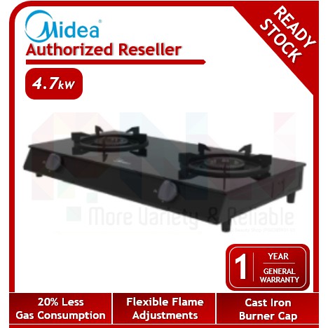 Midea 2 burner slim body tempered glass gas cooker / stove mgs-t211g ...