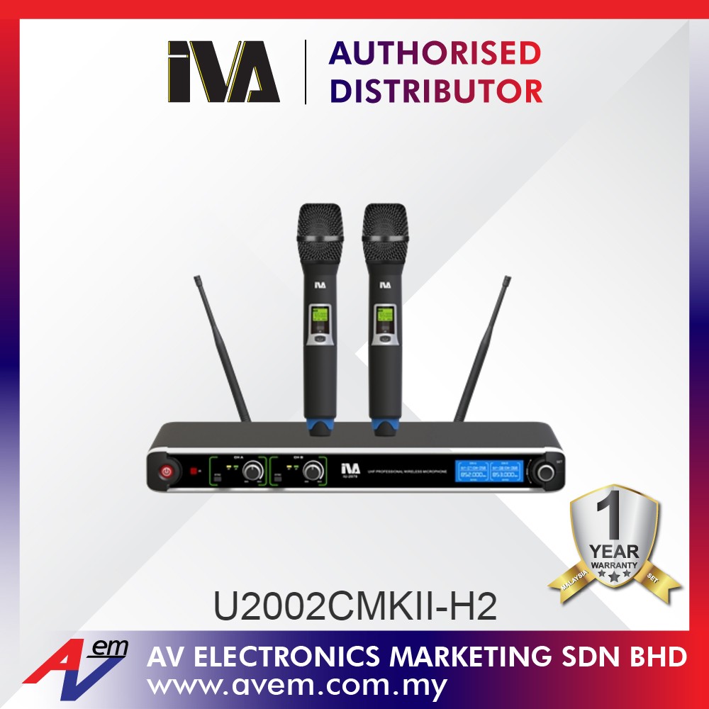 IVA U2002CMKII-H2 UHF Wireless Microphone c/w 2 Units Handheld ...