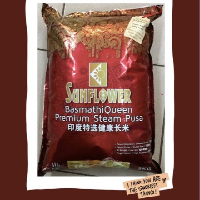 Sunflower beras Basmathi Queen Premium Steam Pusa rice Fragrant Rice ...