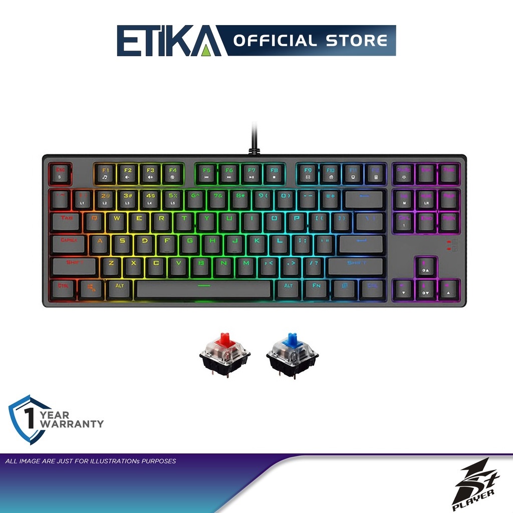 1st Player DK5.0 Lite V2 Black | Double-Shot 87-Keys RGB Wired Gaming ...