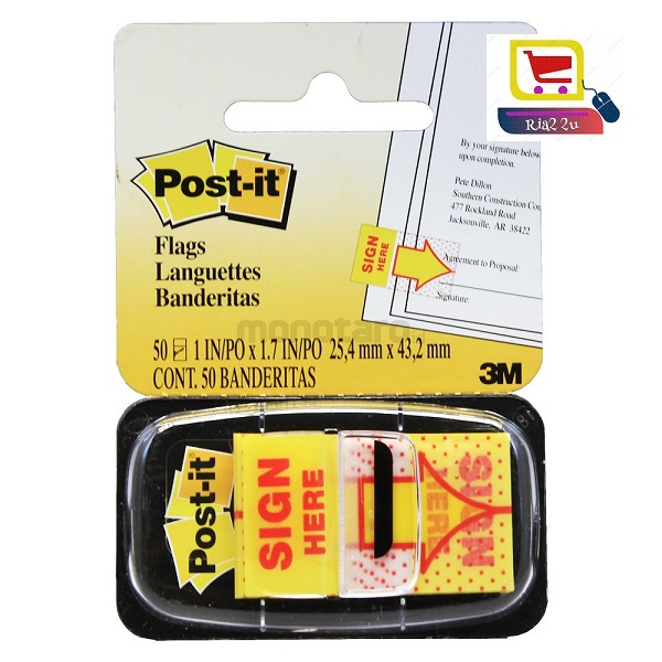 3M Post It Tape Flag 680-9 1x1.7 (50's) Post It Note - Sign Here | Shopee Malaysia