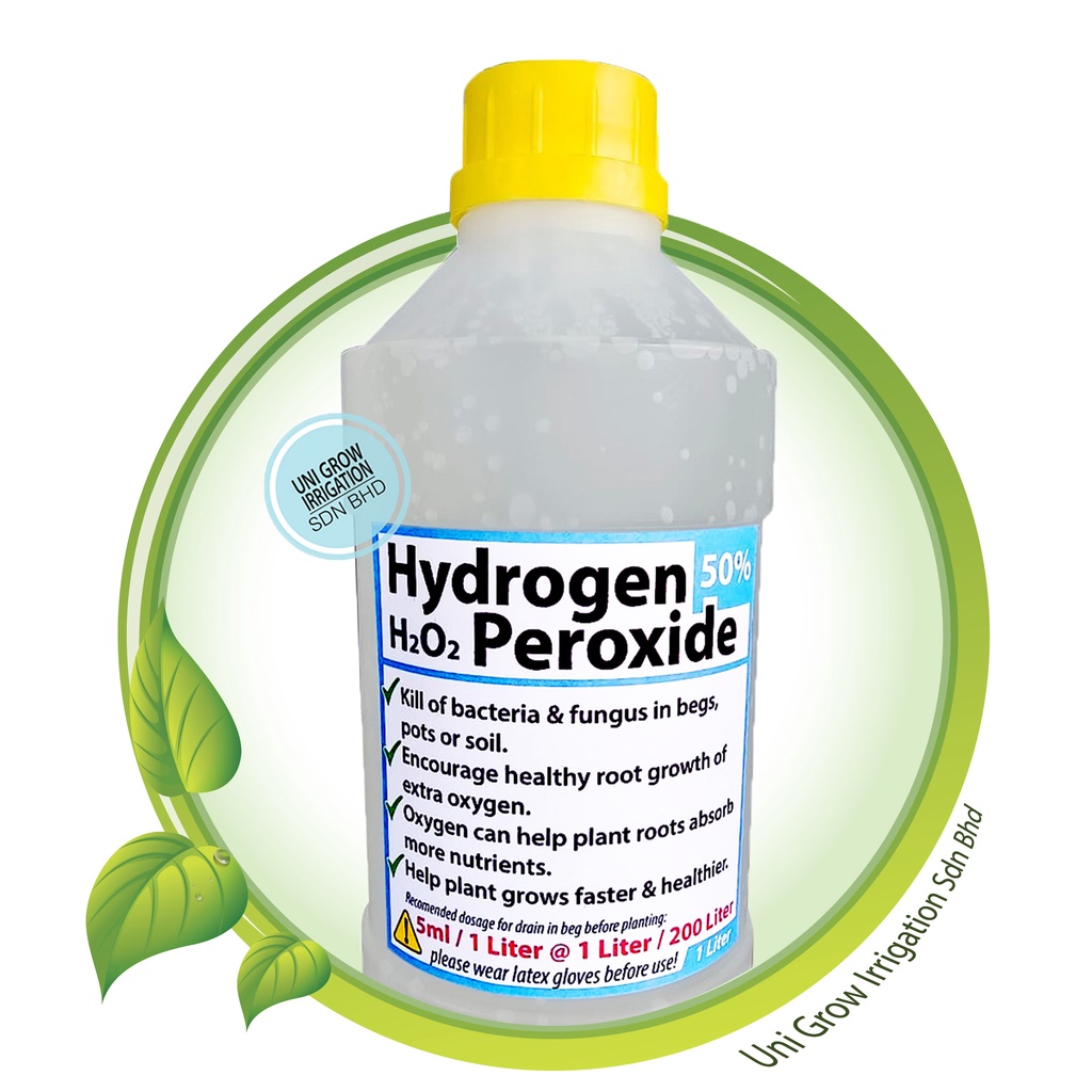 (1 Liter) Hydrogen Peroxide 50% / H2O2 Extra Oxygen For Plants | Shopee ...