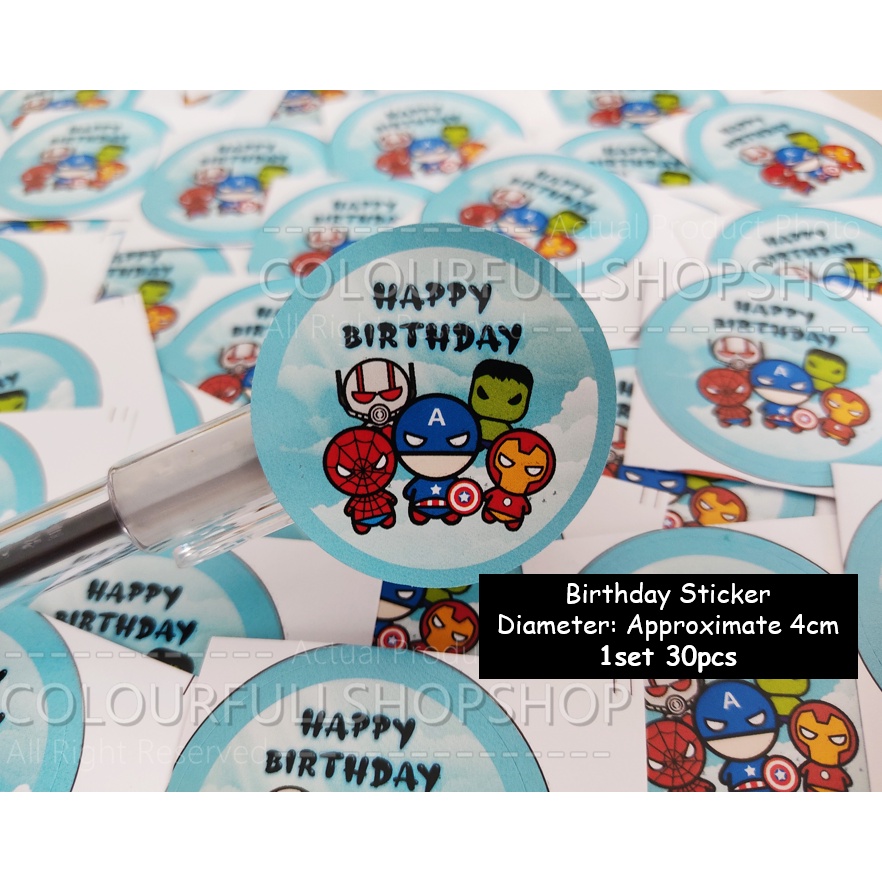 Super Hero Happy Birthday Sticker for boy Pelekat Hari Jadi | Shopee ...