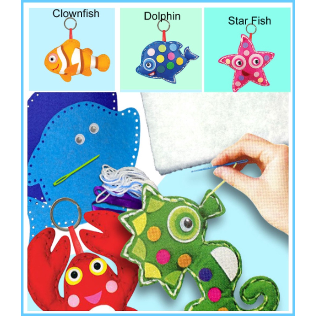 Felt Seaworld Plushie Kit | DIY Keychain | Art and Craft Felt Keychain ...