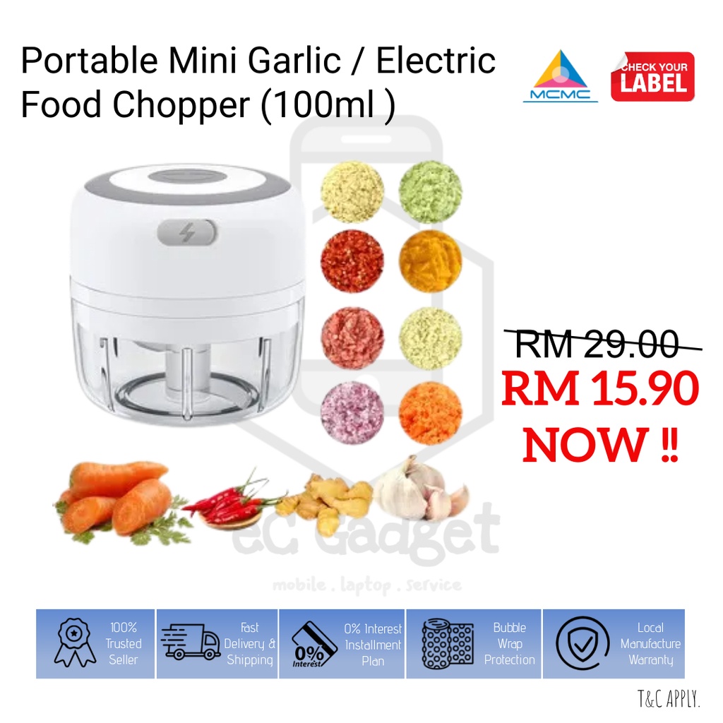 Mini Blender Garlic Chopper Electric Food Chopper Portable Blender Food ...