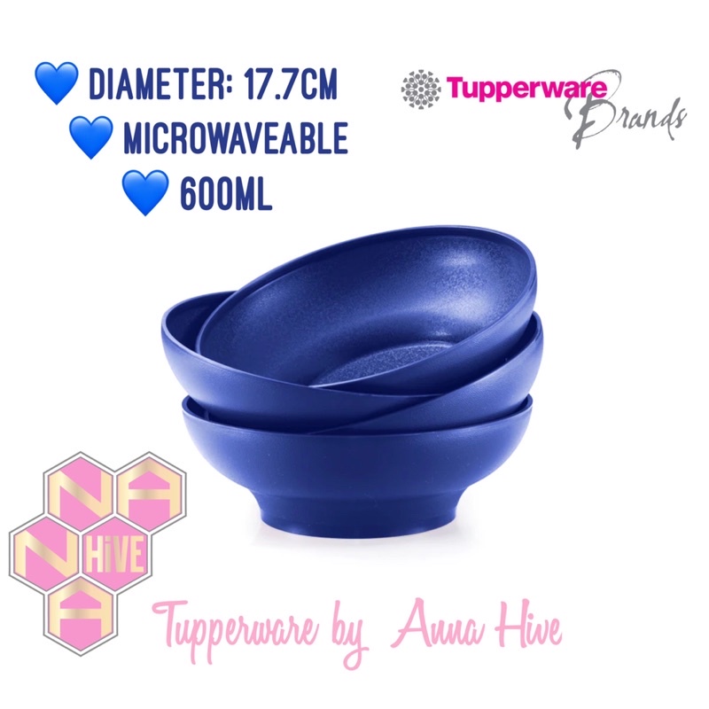 Tupperware Royale Blue Bowls (4) 600ml | Shopee Malaysia