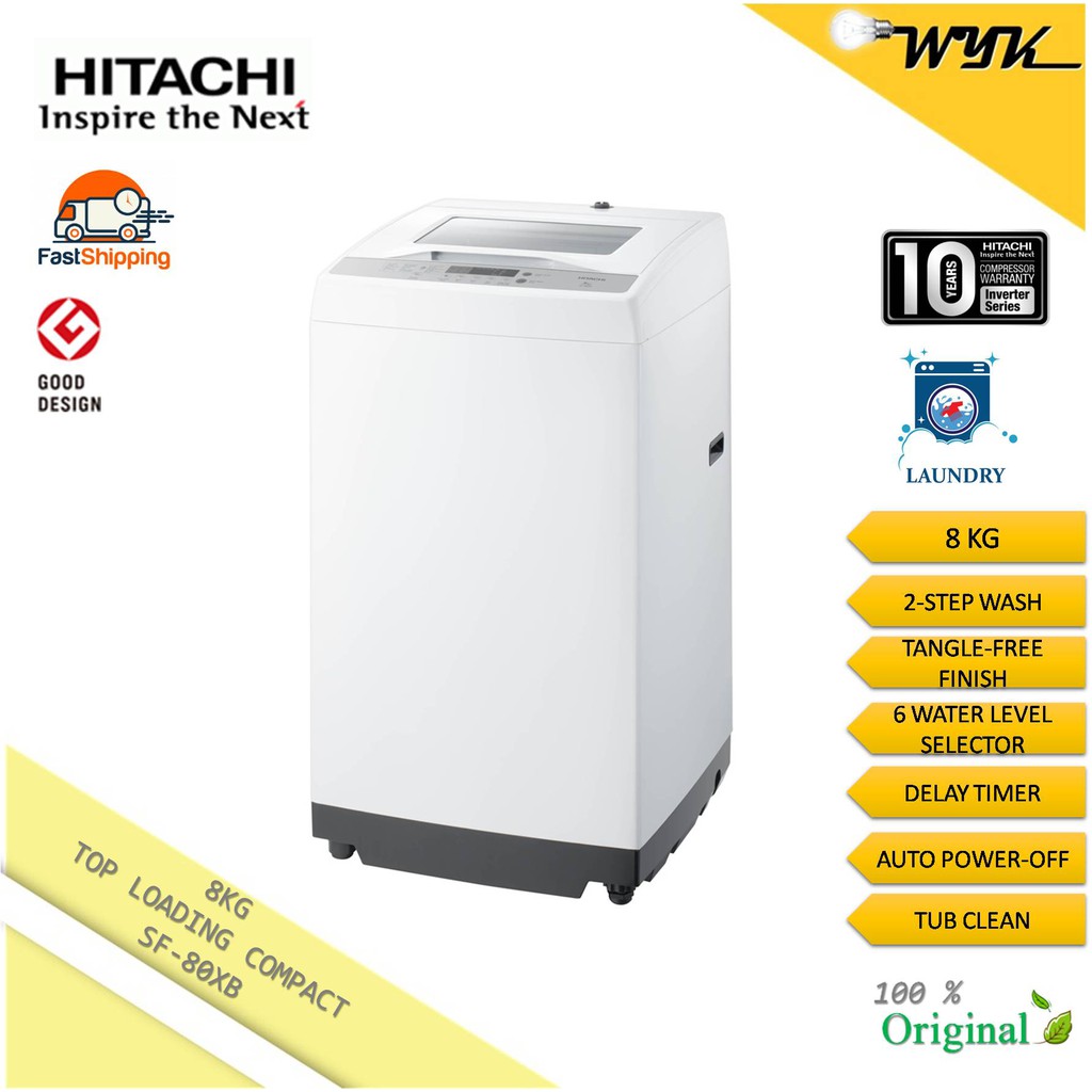 Hitachi 8kg Top Loading Compact Washing Machine / Mesin Basuh SF-80XB ...