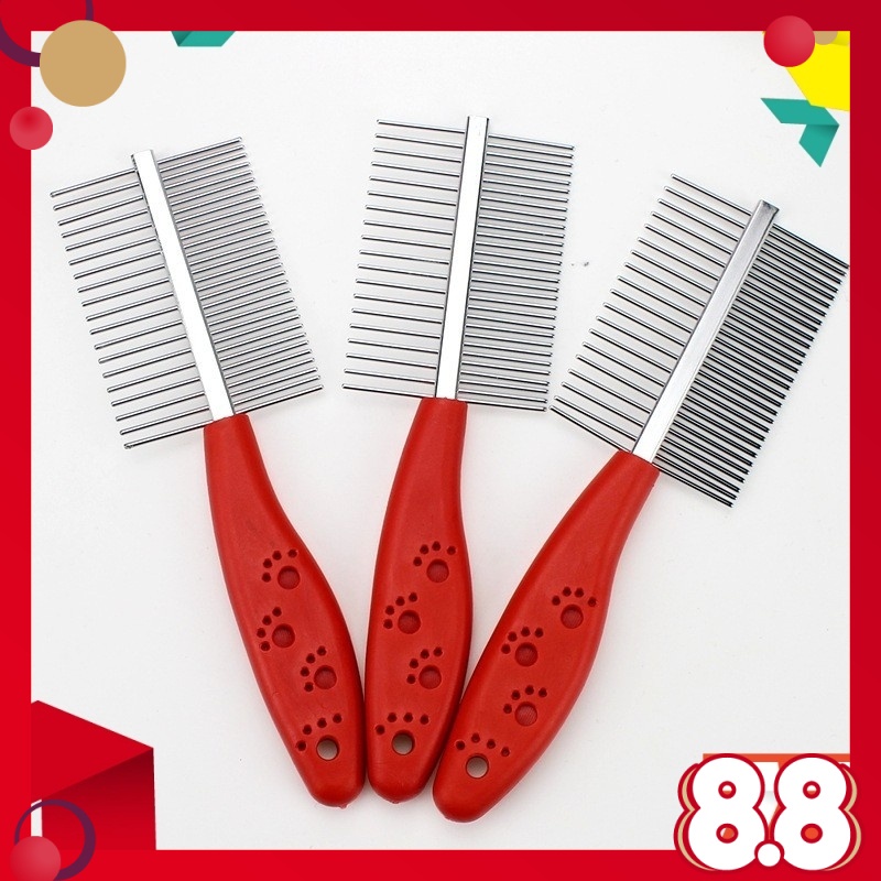 Double Row Comb with Shank Footprint and Dense Teeth 带柄脚印疏密齿双排梳 ...