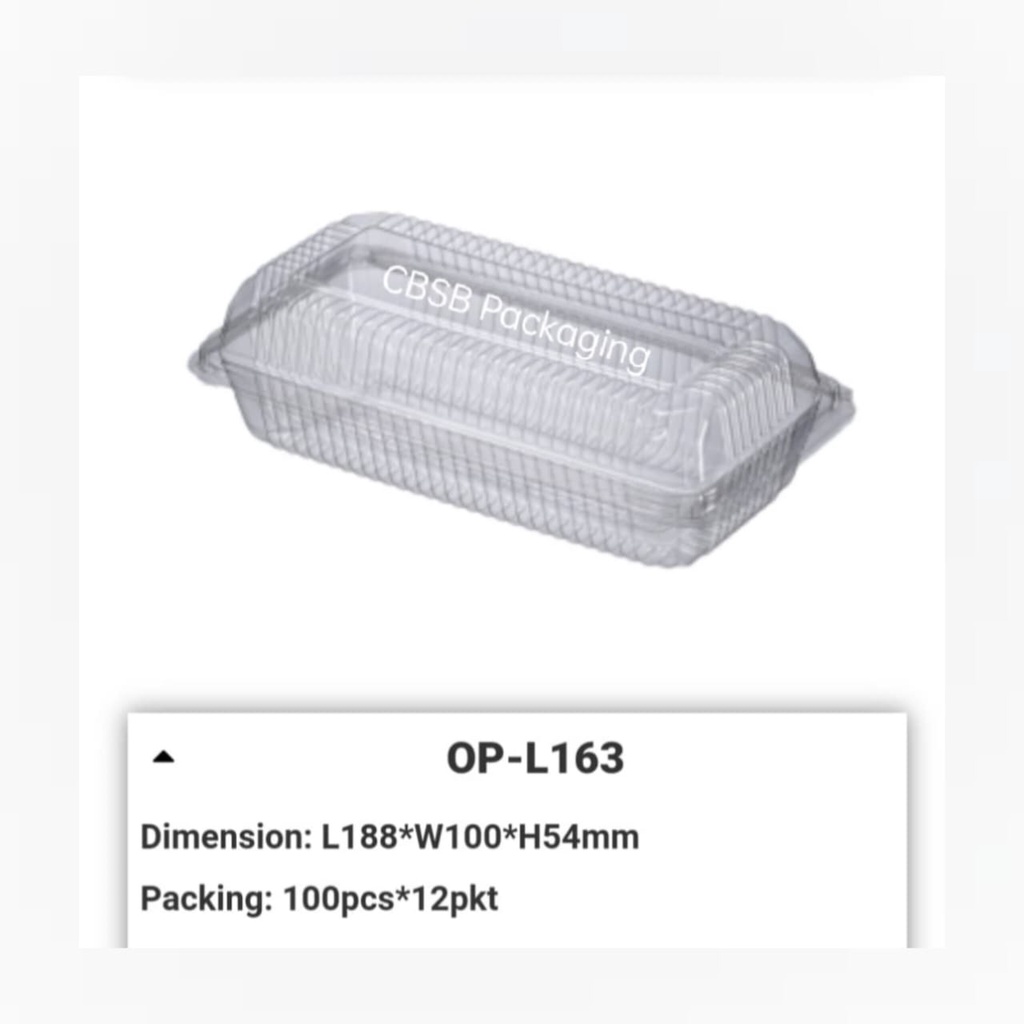 OPS L163 DISPOSABLE CLEAR PLASTIC FOOD BOX / CAKE / KUIH MUIH (100PCS ...