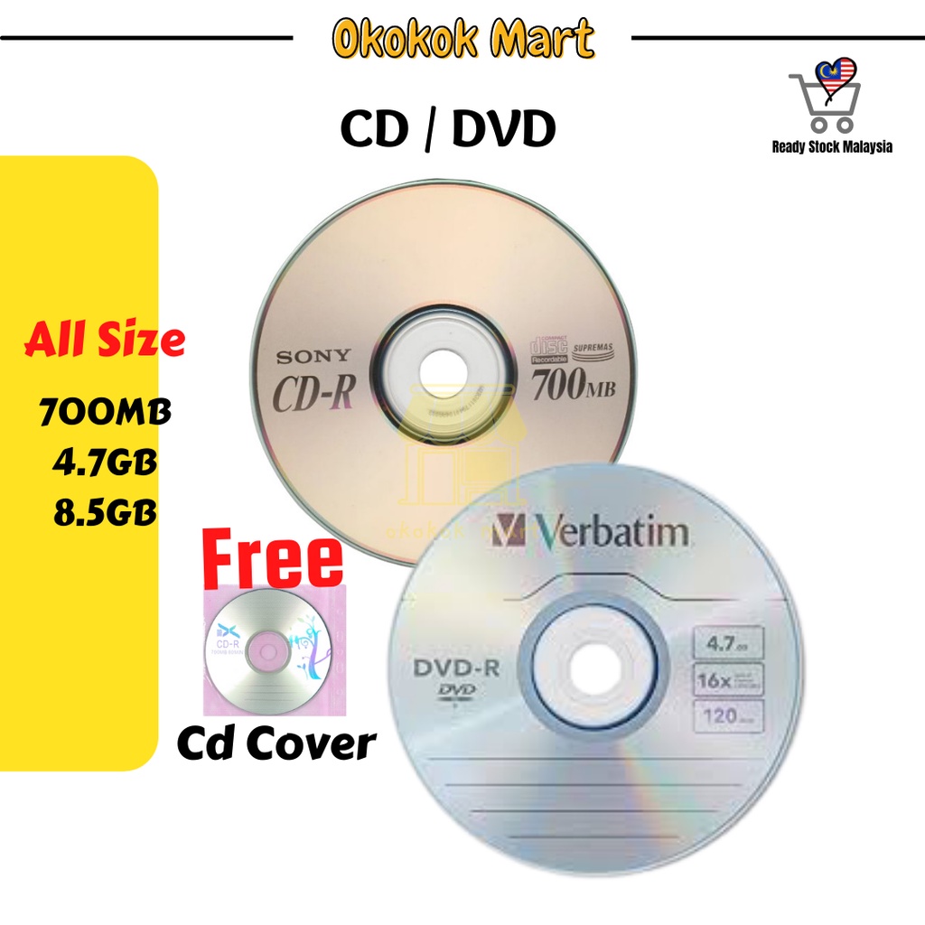 CD-R / DVD-R Blank Disc Blank + Cover 700MB / 4.7GB / 8.5GB Data ...