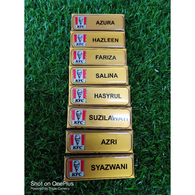 Name Tag KFC new Logo Epoxy Pin @ Magnet (75x25mm) | Shopee Malaysia