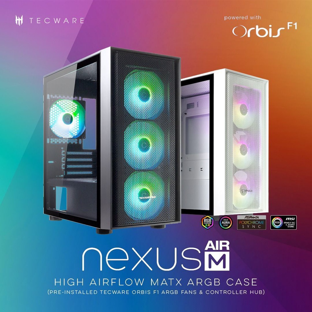 # TECWARE Nexus Air M - ARGB mATX Tempered Glass Airflow PC Case ...