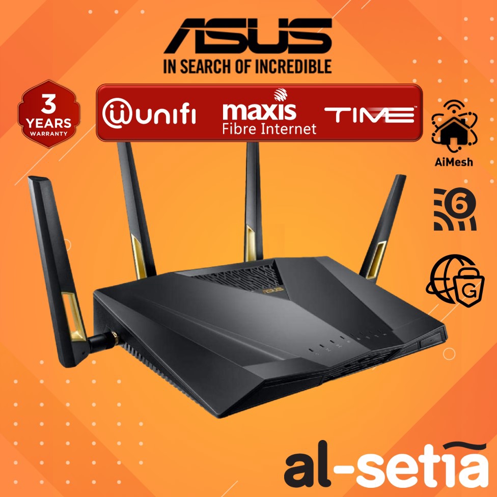 Asus rt-ax88u wifi 6 router wireless tri-band ax6000 mu-mimo aimesh ...