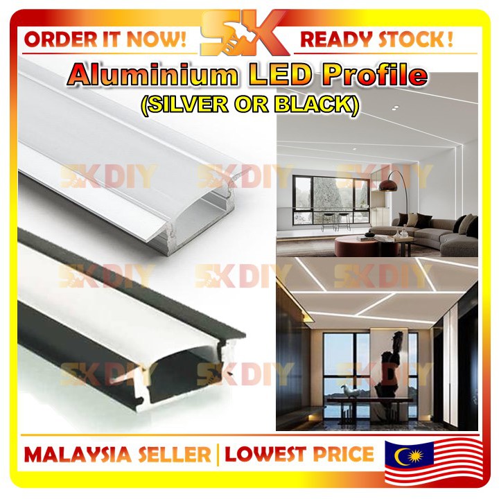 🇲🇾(1M/1.5M) LED Channel Strip Light Aluminium Casing Profile Track ...