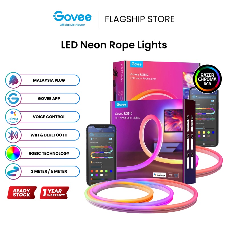 Govee Neon Strip Light w/MusicSync DIY Lighting Mode LED Light Strip ...