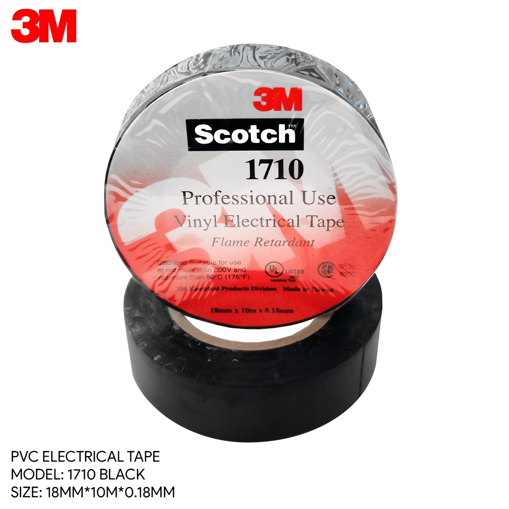 3M Scotch 1710 Professional Use Vinyl Electrical Tape - Black | Shopee ...