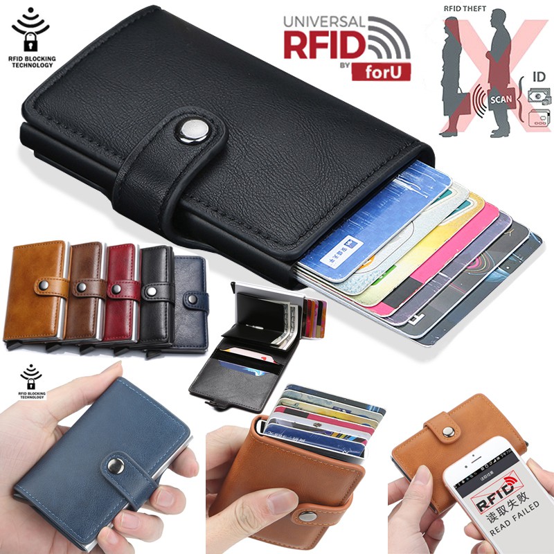 Smart RFID Blocking Wallet Anti-theft Aluminum Alloy Vintage Multi-Card ...
