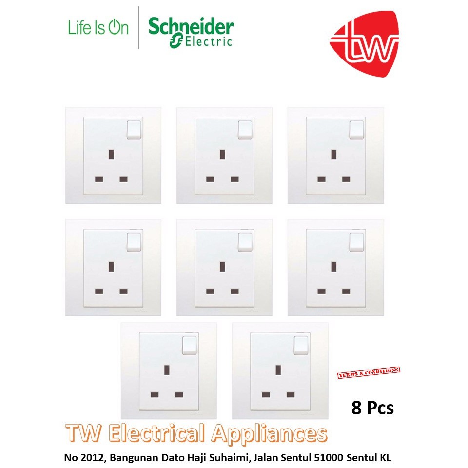 Schneider Vivace 13A Switch Socket, White ( 1 box 8 pcs ) | Shopee Malaysia