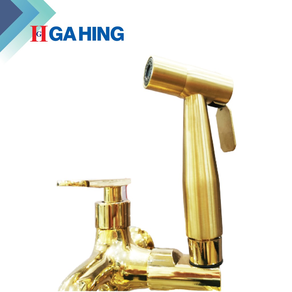 Gold Colour Series 2 Way Hand Bidet With Angle Valve 1.2m Hose/ paip ...
