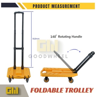 GOODWHEEL 100kg Compact Flatbed Platform Portable Foldable 4 Wheels ...
