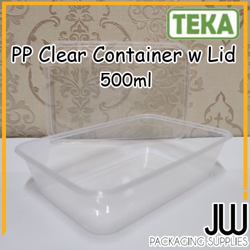 50PCS TEKA 500ML Trasparent PP Clear Rectangular Container with Lid ...
