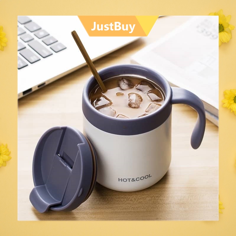 JustBuy 500ml Cawan Penebat Cawan Kopi Kreatif Mudah Alih Cawan Keluli ...