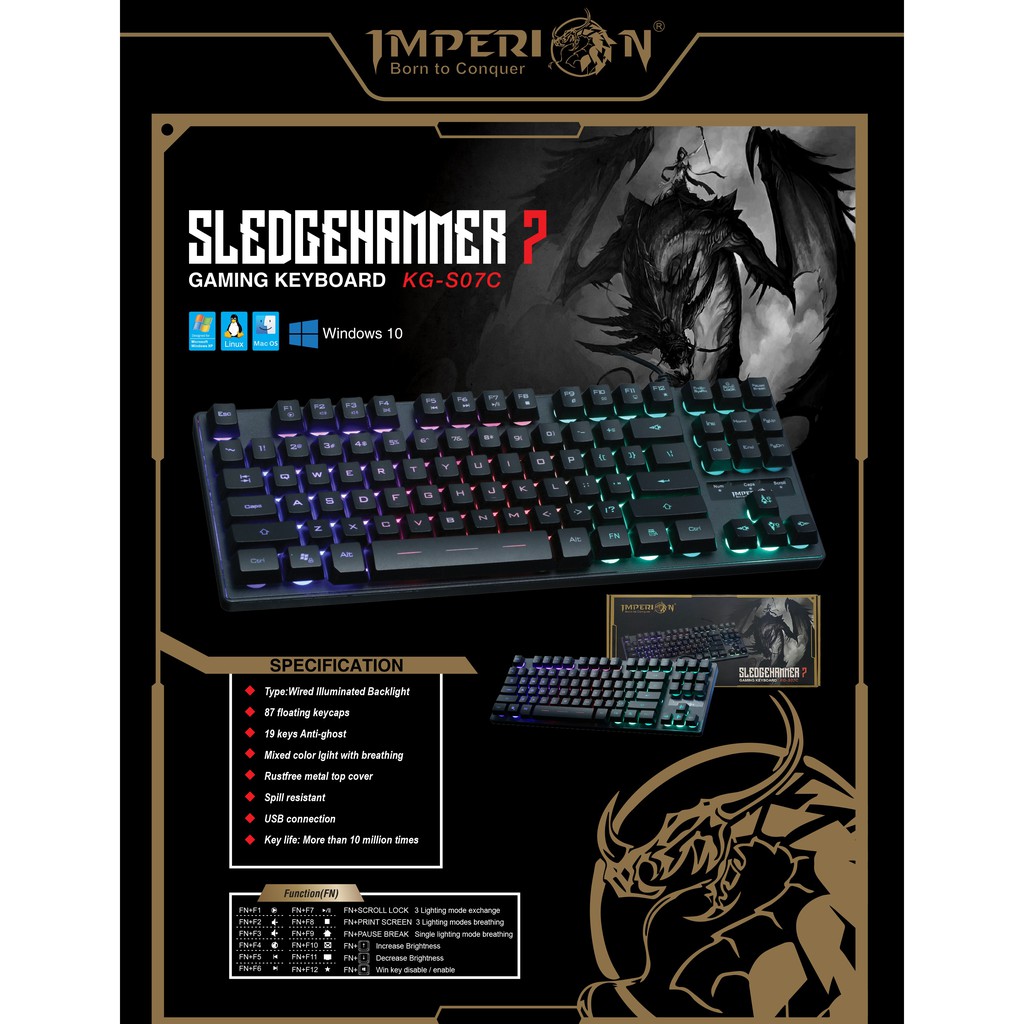 IMPERION SOLDIER ARM GC-203 GAMING BLACKLIGHT KEYBOARD WITH MOUSE AND ...