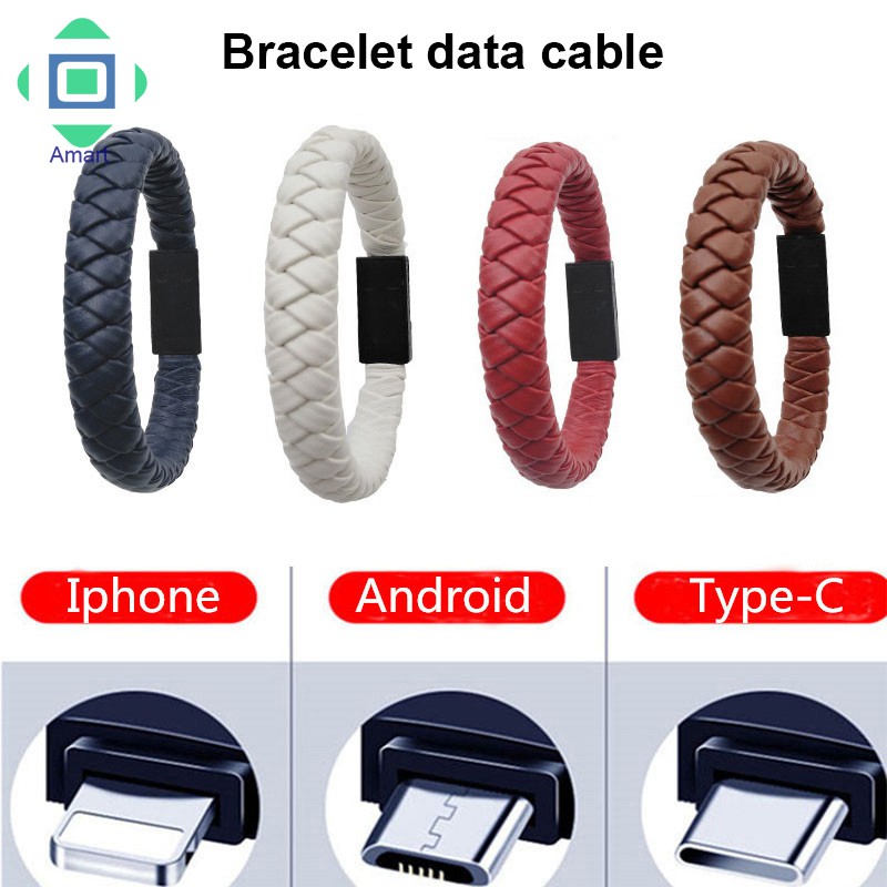 Data Charging Cable Bracelet Weaving Portable Durable for Android iOS ...